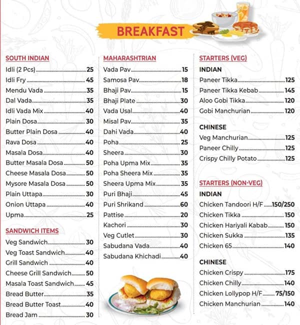 Menu of AMS Restaurant, Airoli, Navi Mumbai