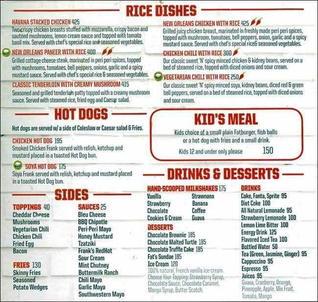 Menu at Fat Burger, Gurugram