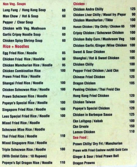 Menu at Popeyes restaurant, Besant college, Mangaluru, Shop No 4