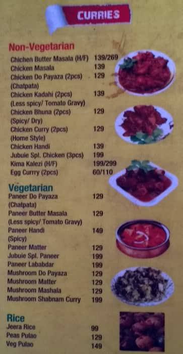 Menu at Paratha House, Patna