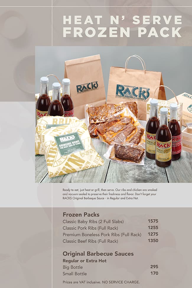 Menu at RACKS, Cebu City, Upper Ground Floor