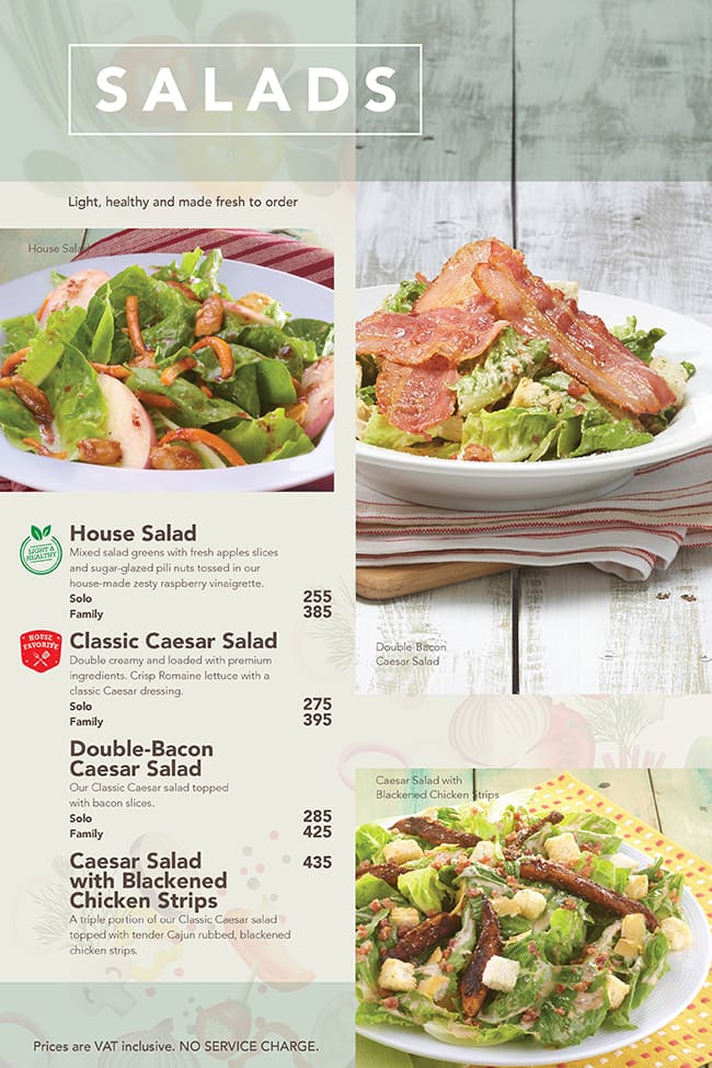 Menu at Racks restaurant, Manila, G/F