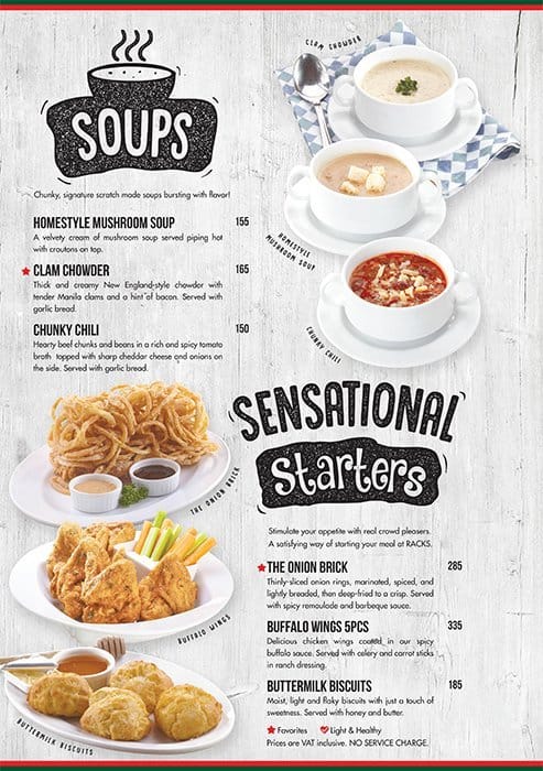 RACKS Menu, Menu for RACKS, Mall of Asia Complex (MOA), Pasay City ...