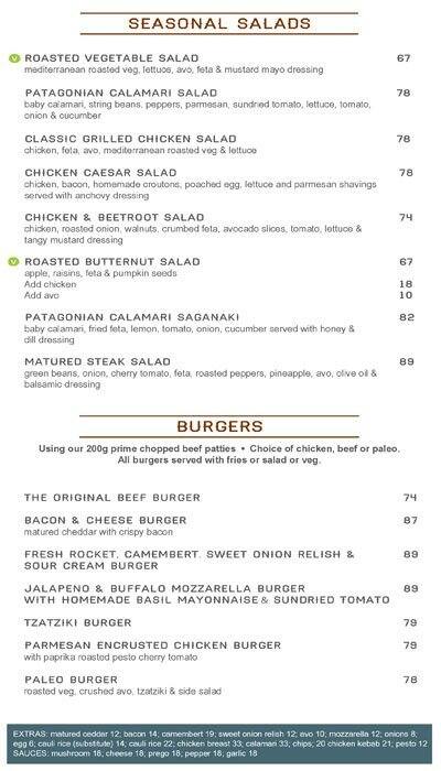 Menu at Ya-Ya Cafe, Stellenbosch