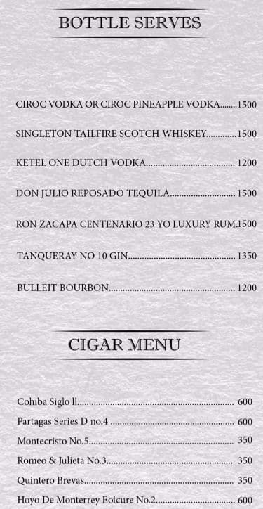 Menu at The Sands pub & bar, Sandton