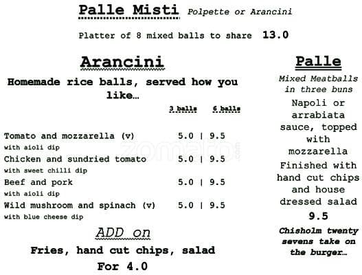 Menu at Esca restaurant, Glasgow