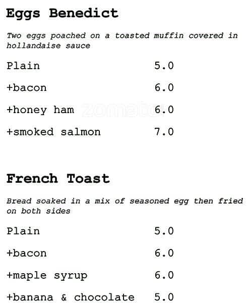 Menu at Esca restaurant, Glasgow