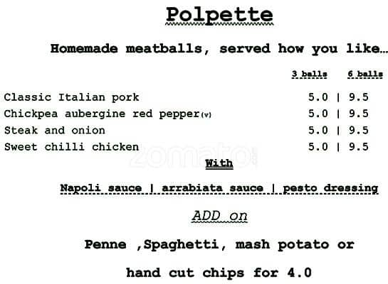 Menu at Esca restaurant, Glasgow