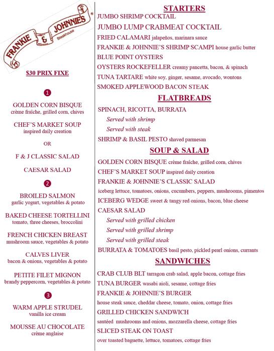 Frankie And Johnny Bronx Menu : Menus for Frankie And Johnnies ...