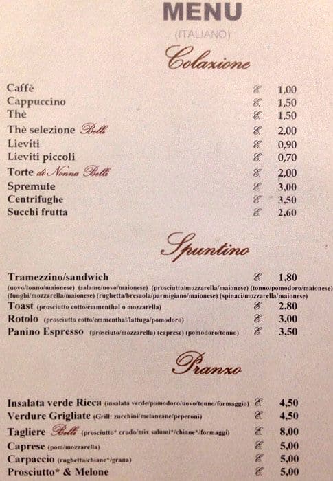 Eno Caffetteria Belli a Roma: Foto del Menu con Prezzi - Zomato Italia