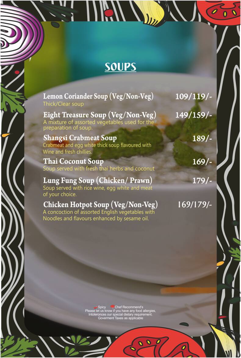 Menu at Tessa, Kolkata