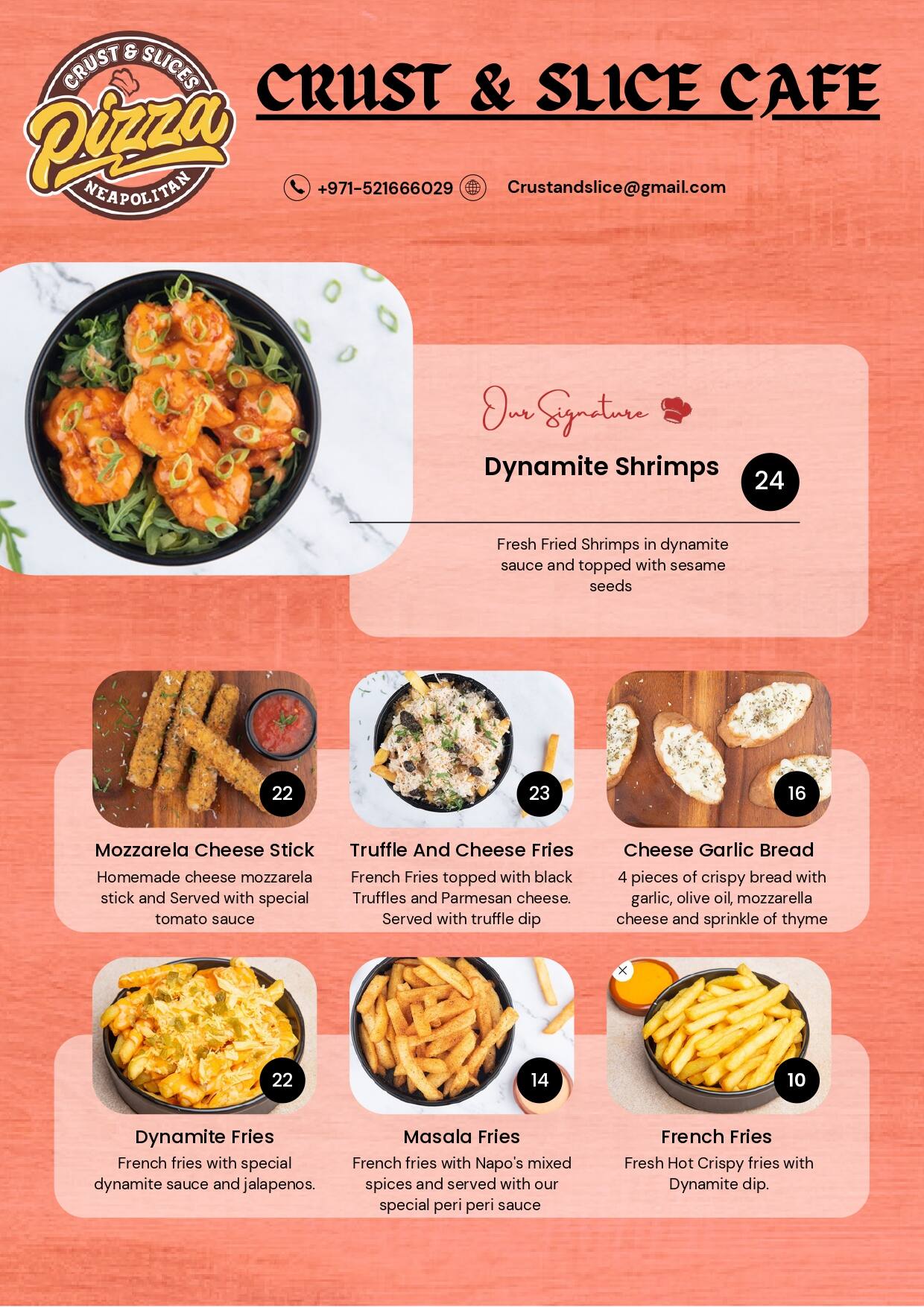 Menu of Crust And Slice Cafe, University City, Sharjah