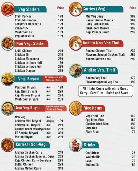 Menu of Flavours Biryani, Adalaj, Ahmedabad