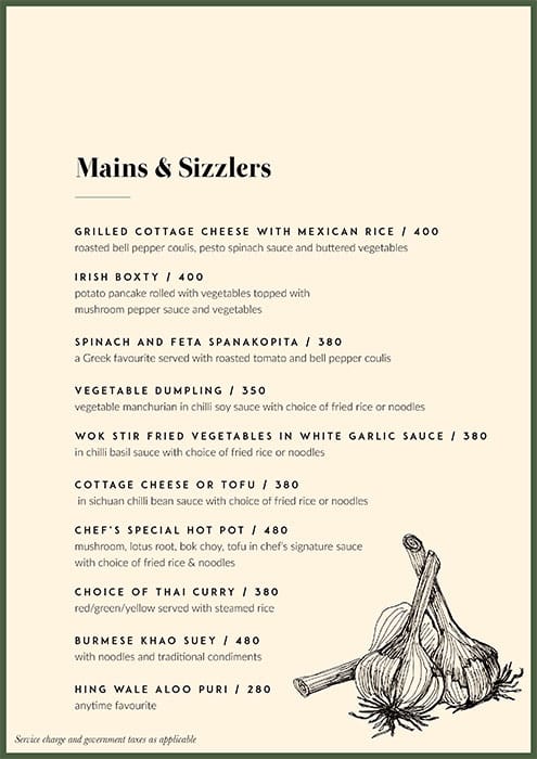 Menu at Green Theory, Bengaluru, Green Theory