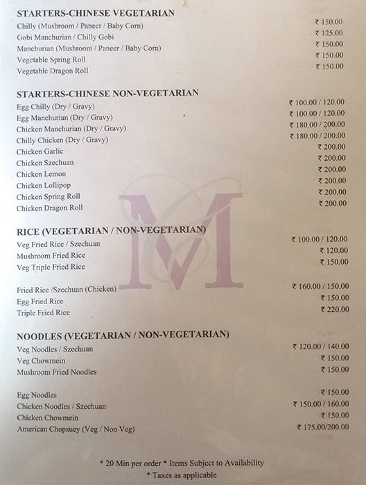 Menu at Club Magnolia, Bengaluru, RC47+9CJ