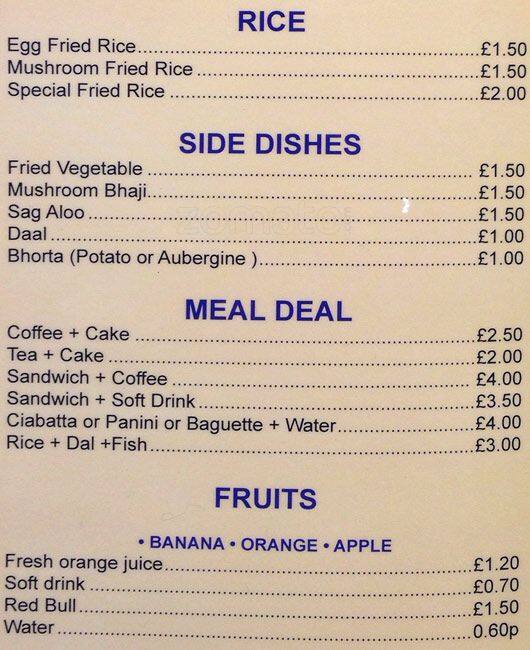 Menu at New Boxer Coffee Shop cafe, London