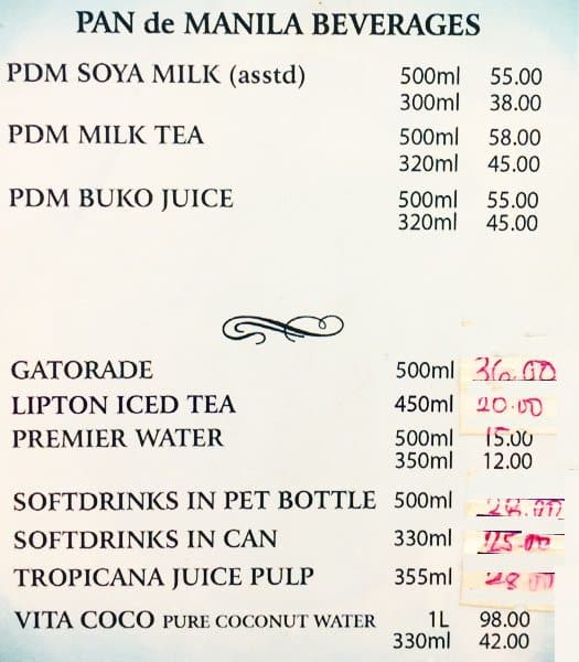 Menu at Pan De Manila, Marikina, J4H2+4V4