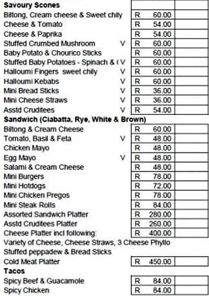 Menu at Not Bread Alone restaurant, Randburg, 286 Acacia Rd