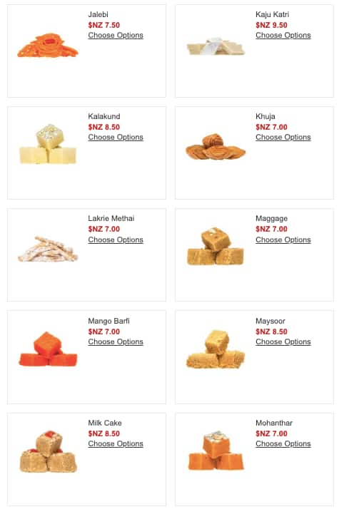 Menu at Auckland Indian Sweets desserts, Auckland, 852 Dominion Rd