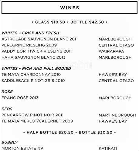 Menu at Chocolate Fish Cafe, Wellington, 100 Shelly Bay Rd