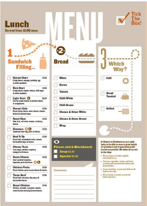 Menu at Honest To Goodness cafe, Dublin