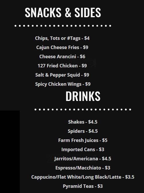 Menu at 127 Days restaurant, Croydon Park