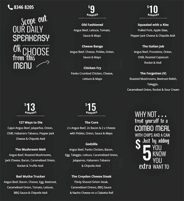 Menu at 127 Days restaurant, Croydon Park