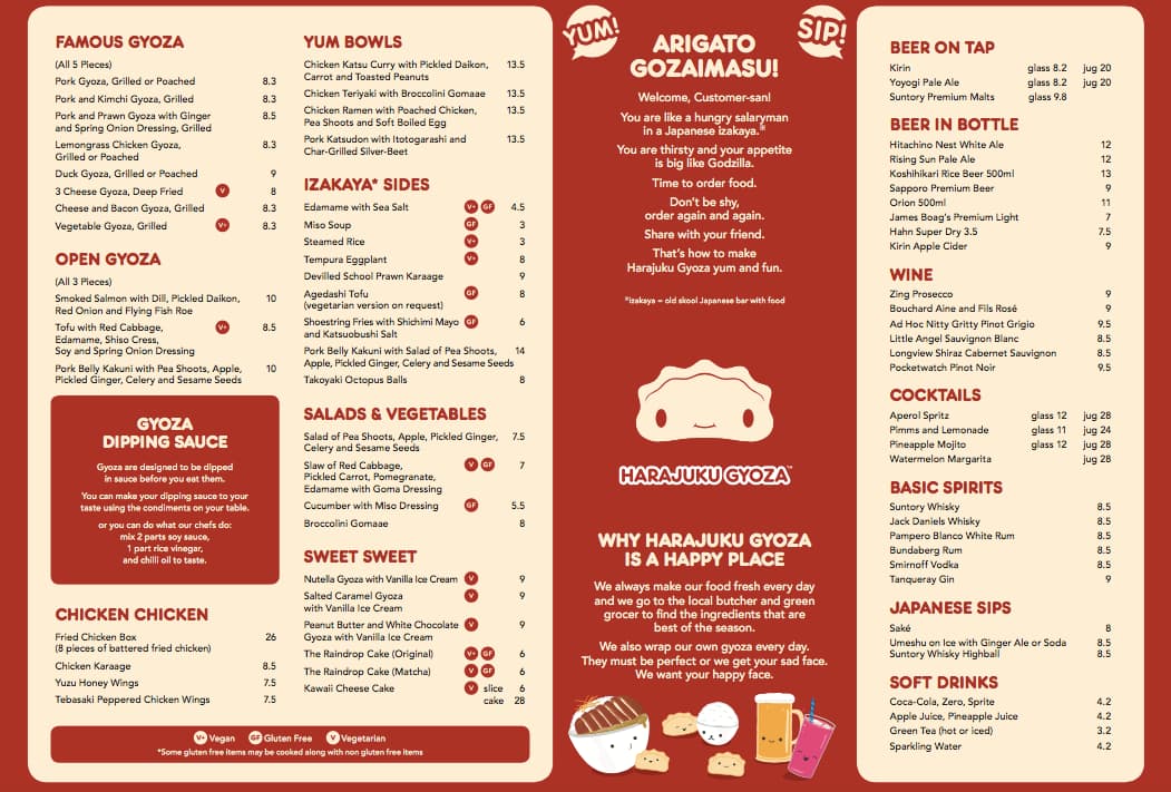 Harajuku Gyoza Menu, Menu for Harajuku Gyoza, Fortitude Valley ...