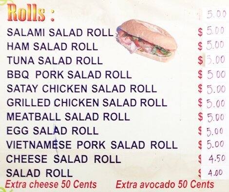Menu at Harley Bakery, Melbourne