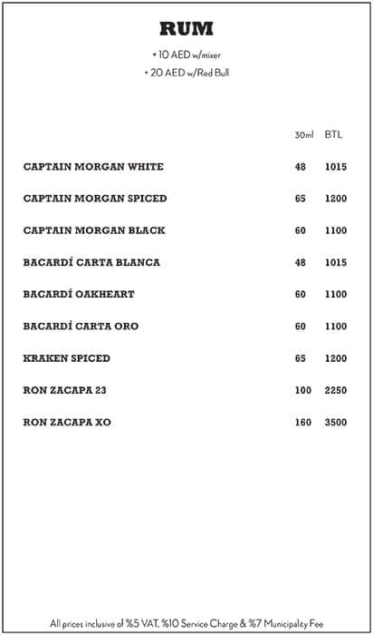 Menu at Weslodge Saloon - JW Marriott Marquis pub & bar, Dubai