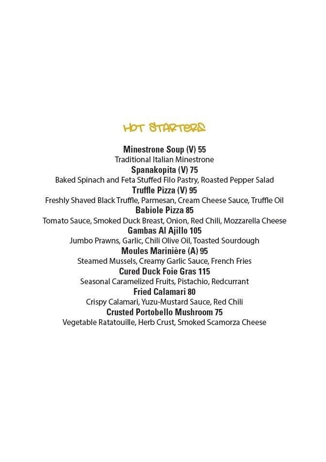 Menu at Babiole - Hilton Dubai Al Habtoor City, Dubai