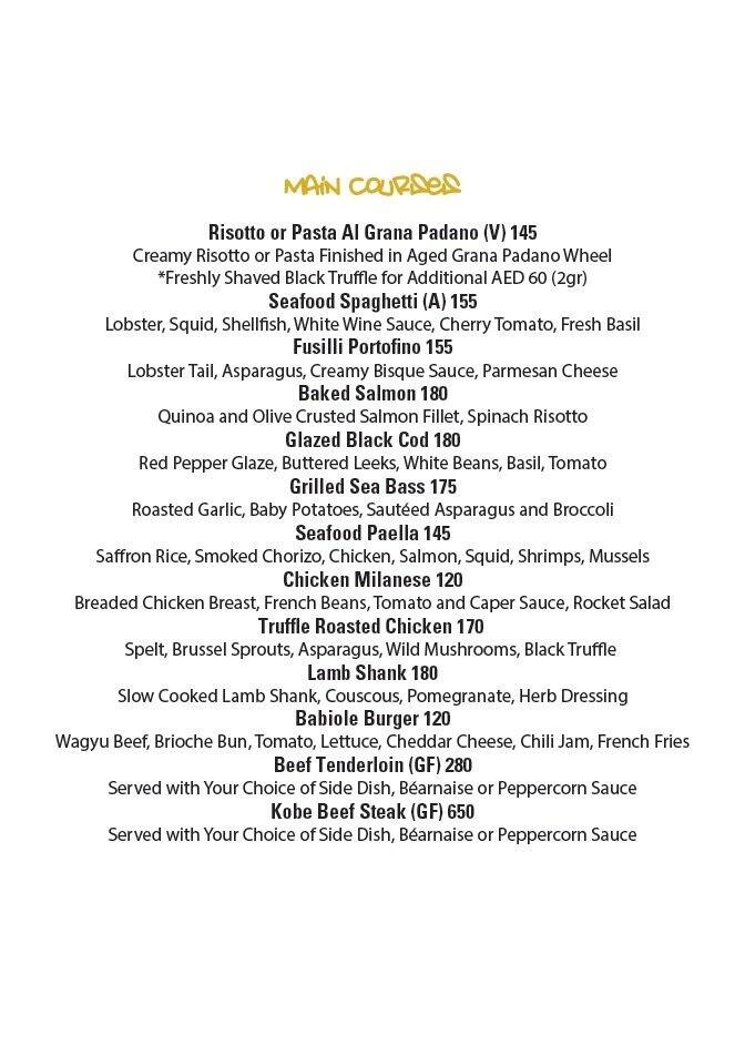 Menu at Babiole - Hilton Dubai Al Habtoor City, Dubai