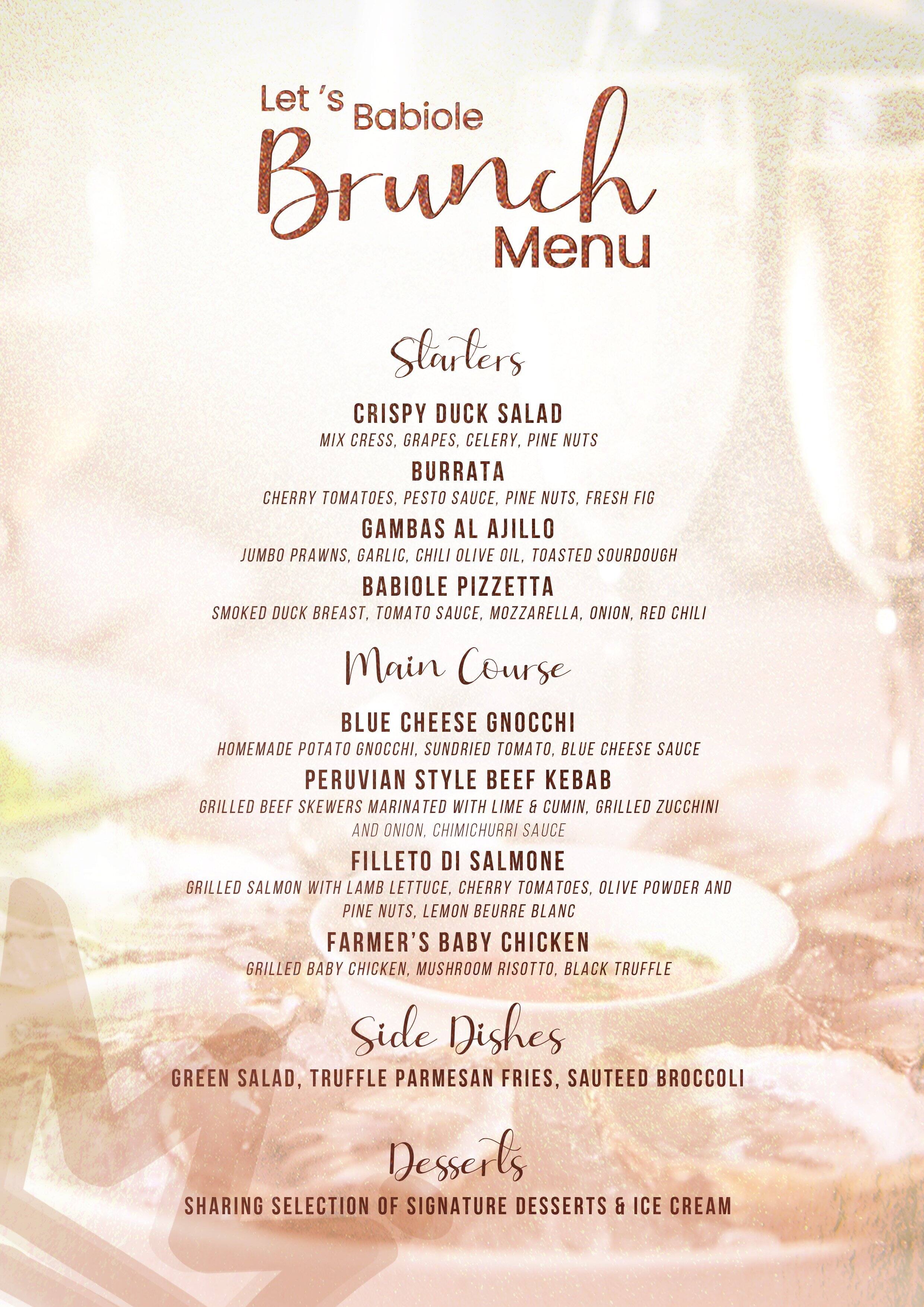Menu at Babiole - Hilton Dubai Al Habtoor City, Dubai