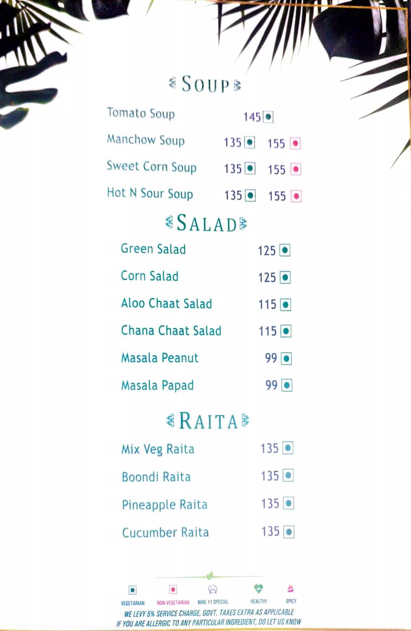 Menu of Nine 11, Rohini, New Delhi