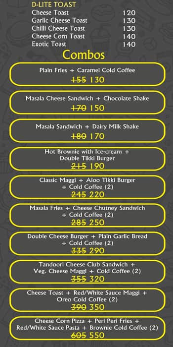 Menu at The Cafe D-lite, Indore