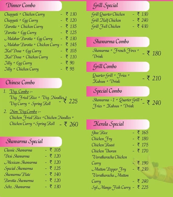 Menu at She Foods Restaurant, Chennai