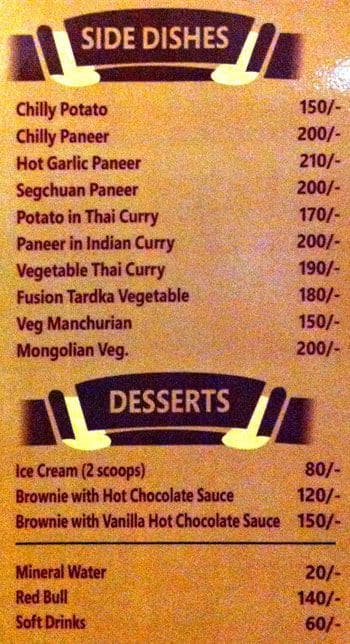 Menu at Adda Chowk, Kolkata