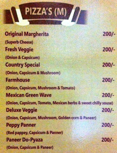 Menu at Adda Chowk, Kolkata