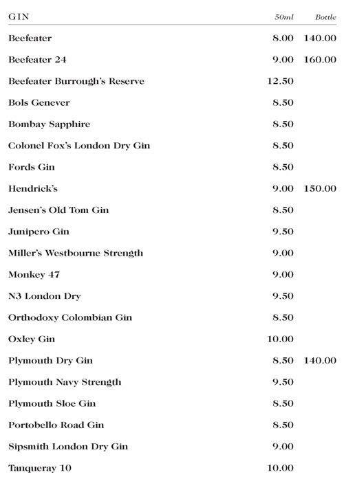 Menu at Circus pub & bar, London, 27-29 Endell St