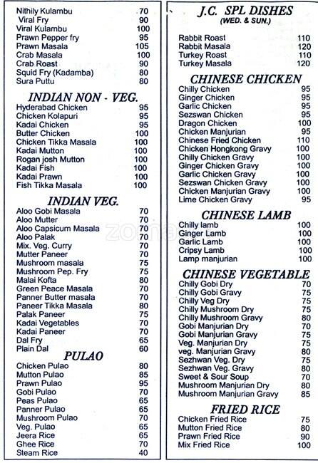 Menu at Jayam Chettinadu Restaurant, Chennai