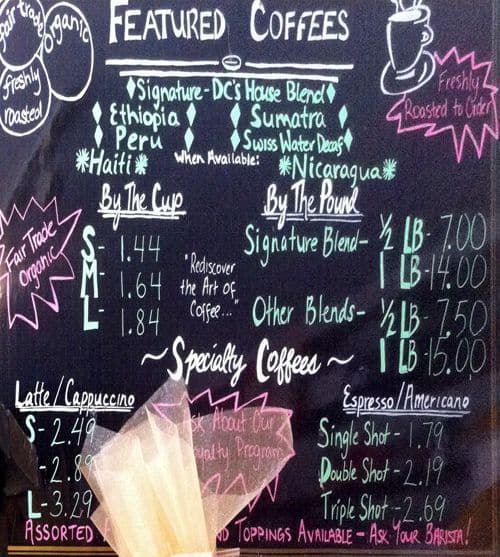 Menu at Social Coffee Bean cafe, Mississauga