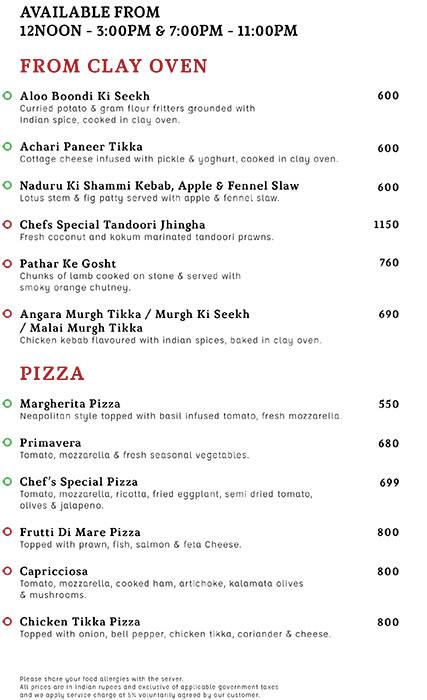 Menu at The Terrace Bar, Pune, Hyatt Pune