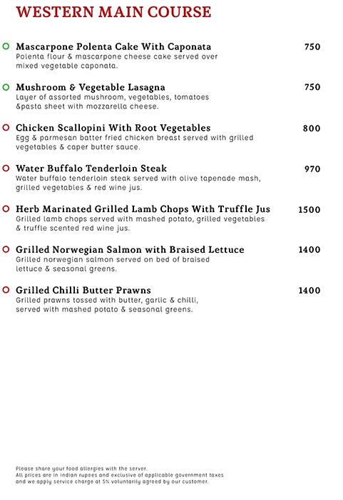 Menu at The Terrace Bar, Pune, Hyatt Pune