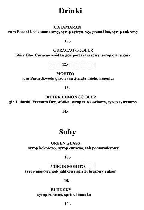 Menu at Zamkowa pizzeria, Niepołomice