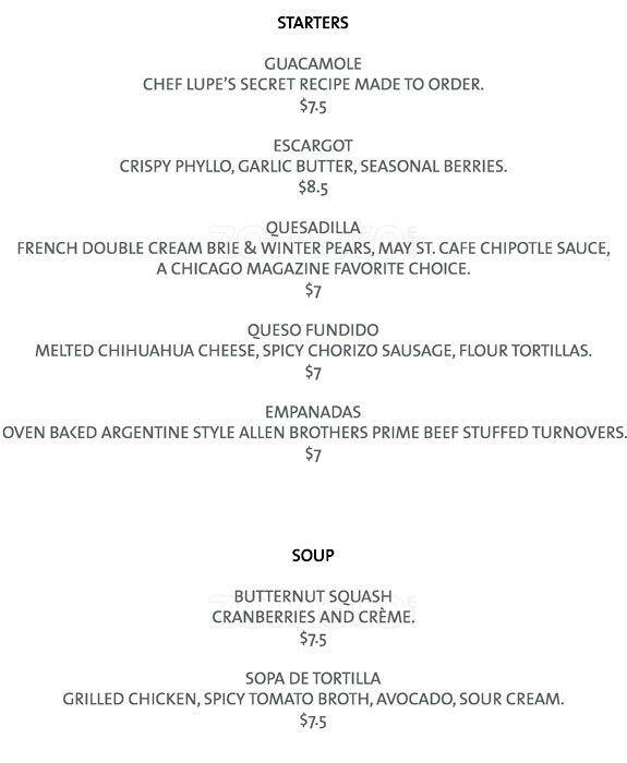 May St. Cafe Menu, Menu for May St. Cafe, Pilsen, Chicago - Urbanspoon ...