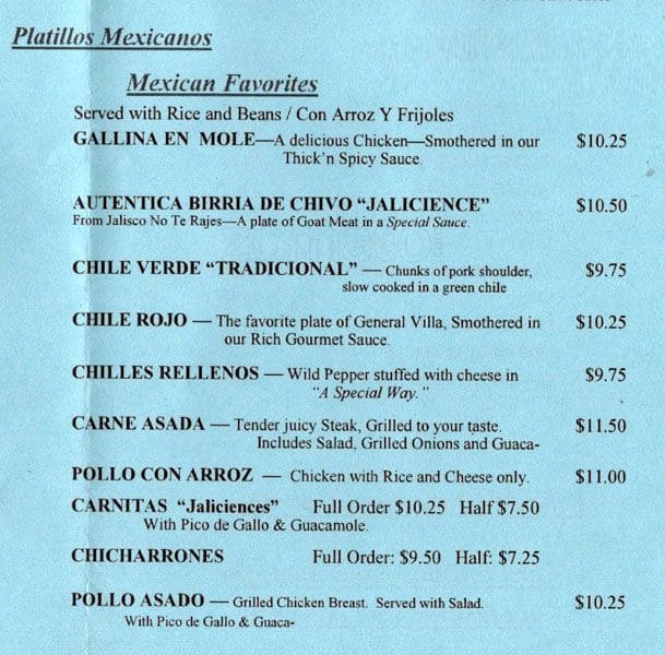 Menu at La Primavera restaurant, Martinez, Pine St # I