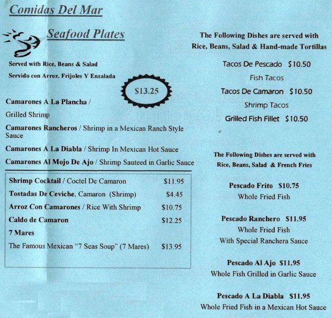 Menu at La Primavera restaurant, Martinez, Pine St # I