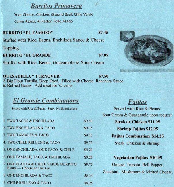 Menu at La Primavera restaurant, Martinez, Pine St # I