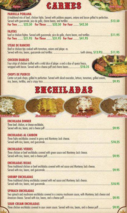 Menu at Mi Rancho restaurant, The Woodlands, Farm to Market 2920