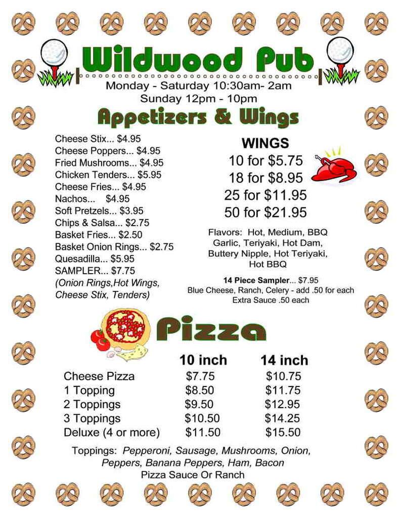 Menu at Wildwood Pub, Fairfield, Ross Rd
